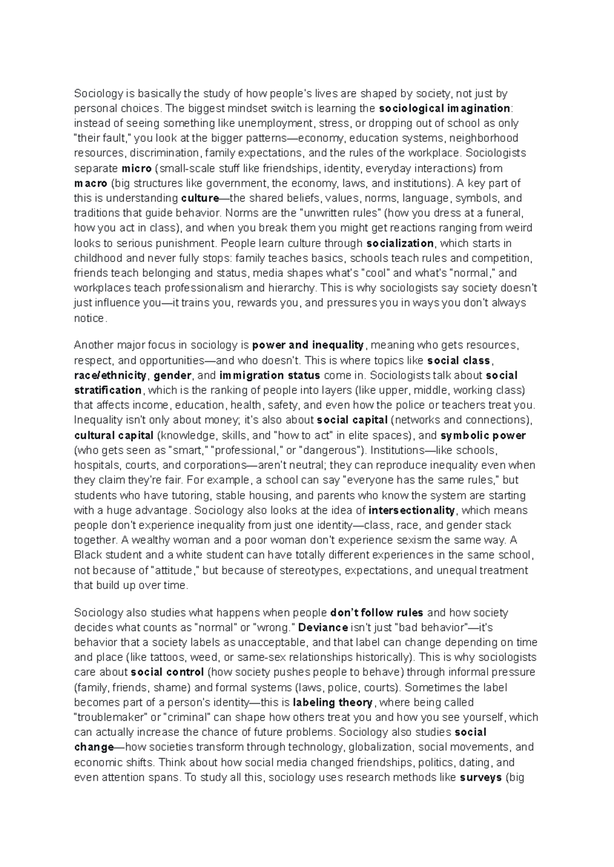 Sociology 101: Understanding Society, Power, and Inequality - Studocu