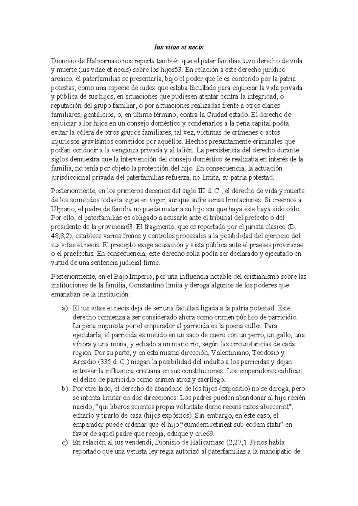 Ius Vitae et Necis: Resumen de Límites del Derecho de Vida y Muerte ...