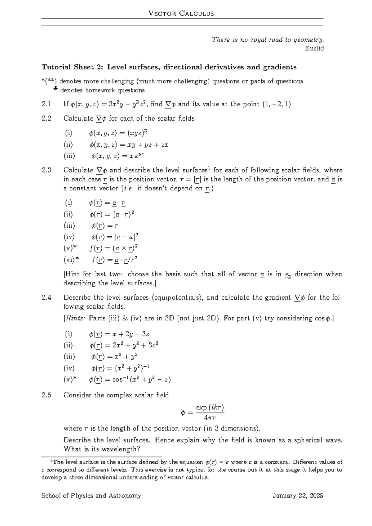 VC Tutorial 02: Level Surfaces & Gradients in Vector Calculus - Studocu