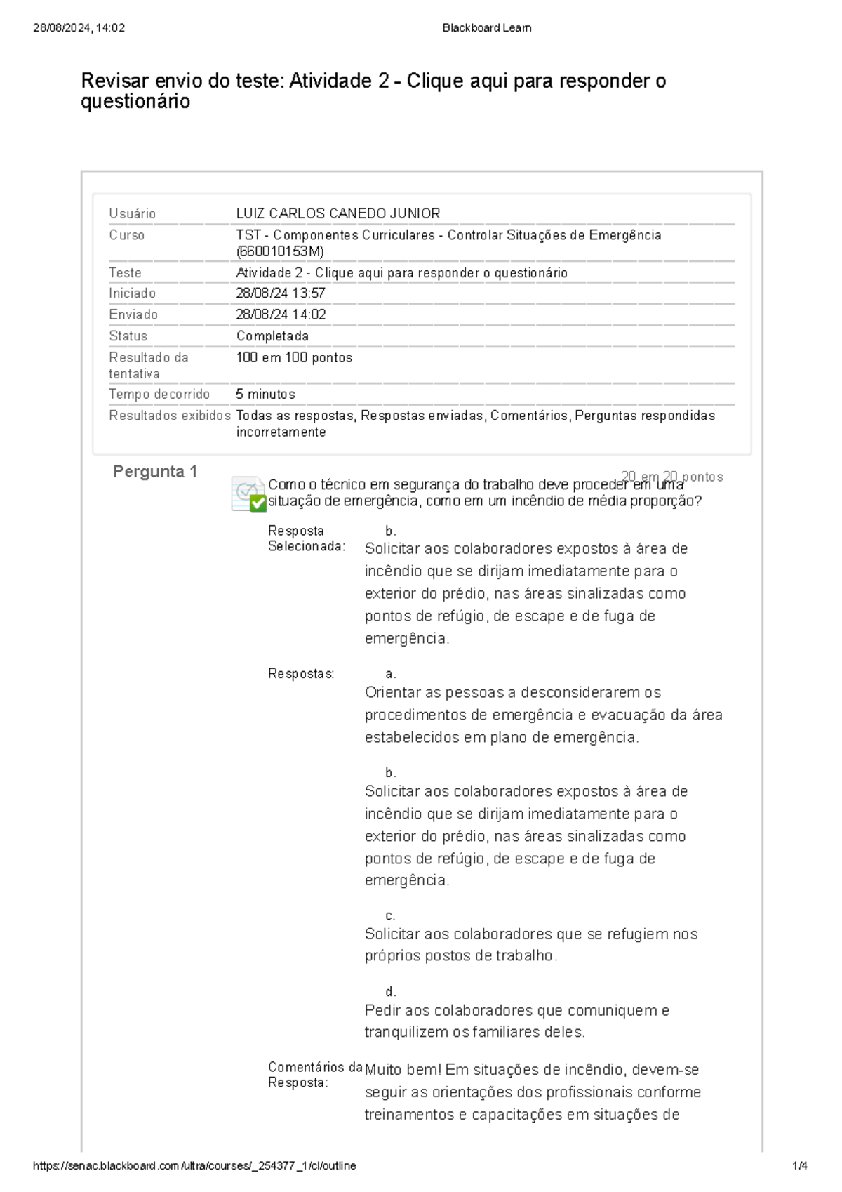 TST - UC8 - Atividade 2: Revisão do Teste de Emergência e Primeiros ...