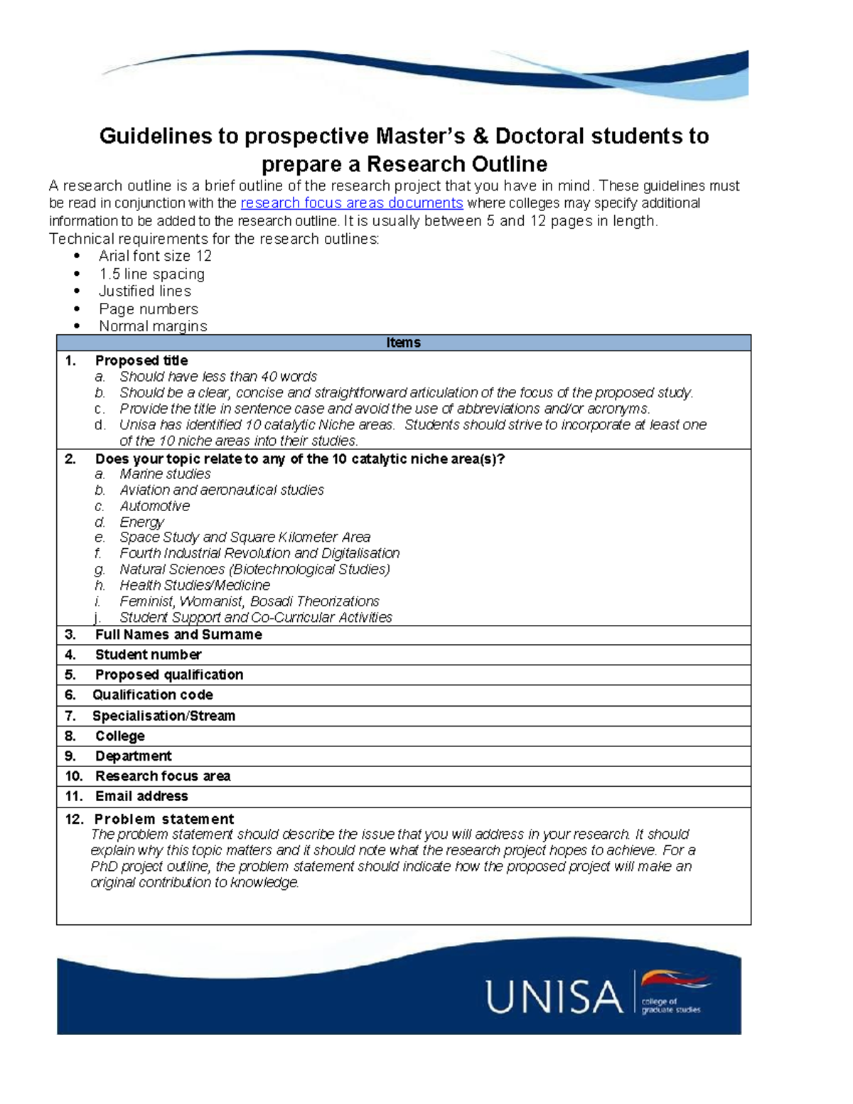 Guidelines for Master's & Doctoral Students: Research Outline Prep ...