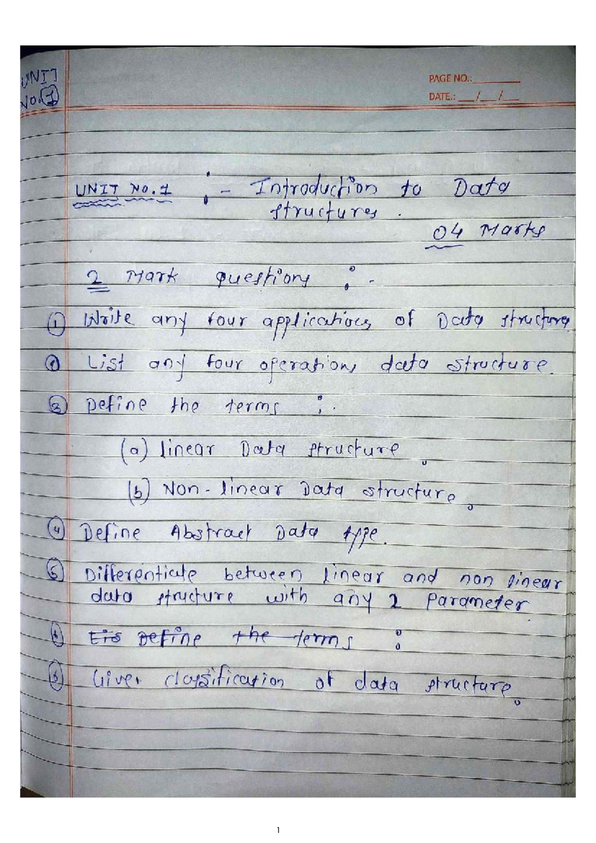 DSU 101: Question Bank on Data Structures - Key Concepts & Operations - Studocu