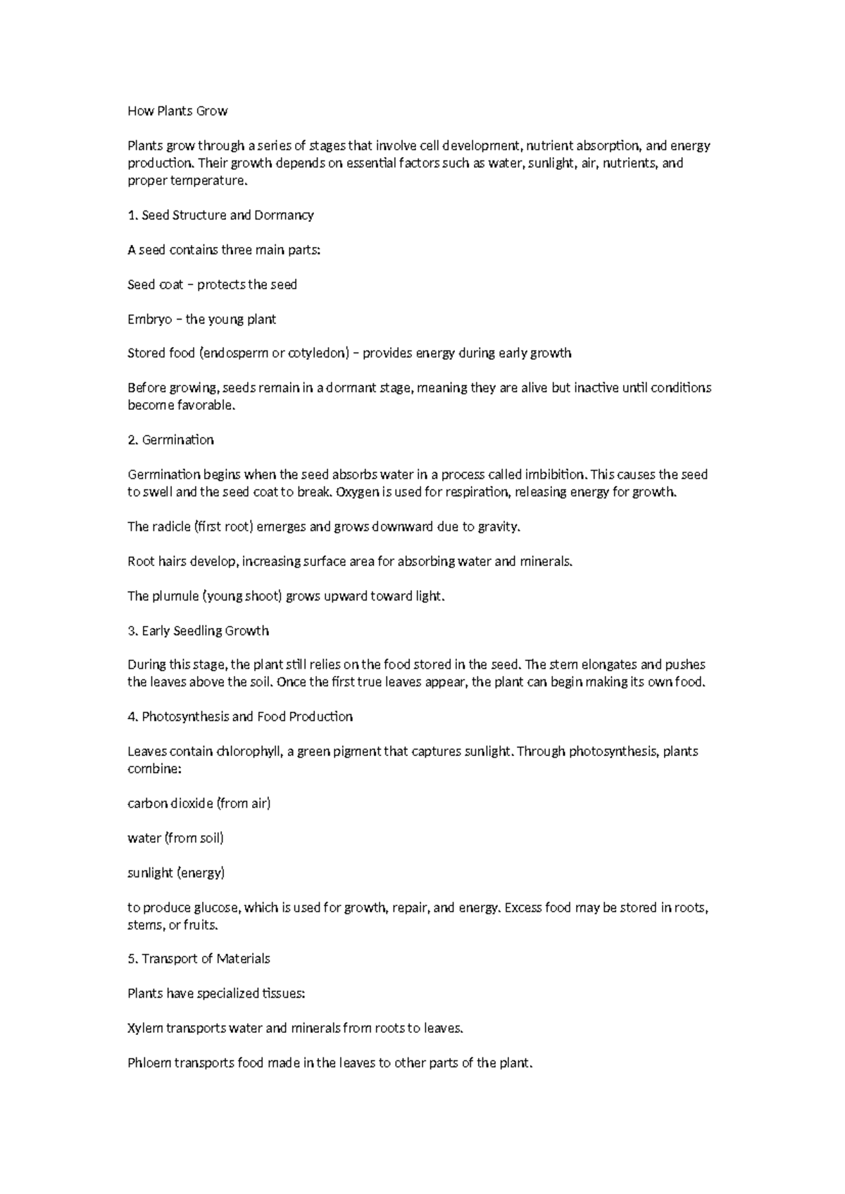 Plant Growth Stages: From Seed to Photosynthesis - Studocu