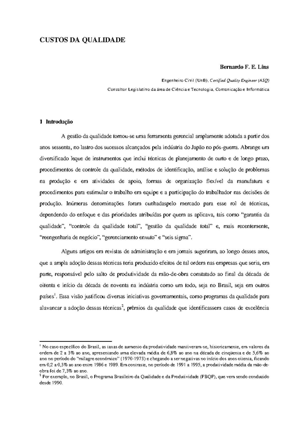 Aula 9 - Leitura Complementar sobre Custos da Qualidade - Studocu