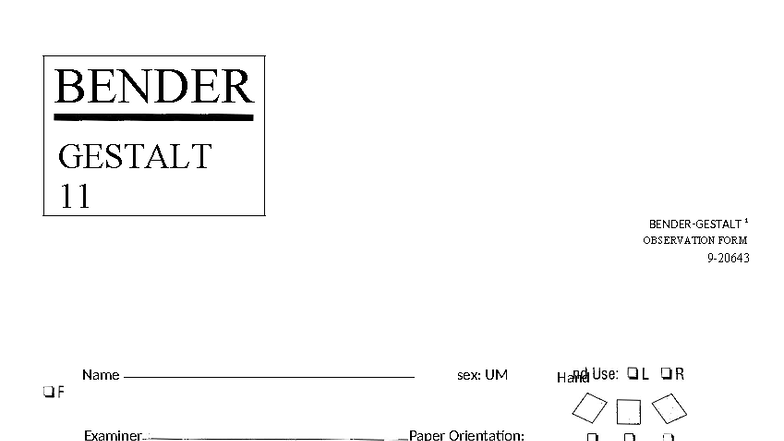 Bender Gestalt 11 Observation Form - Examiner Report - Studocu