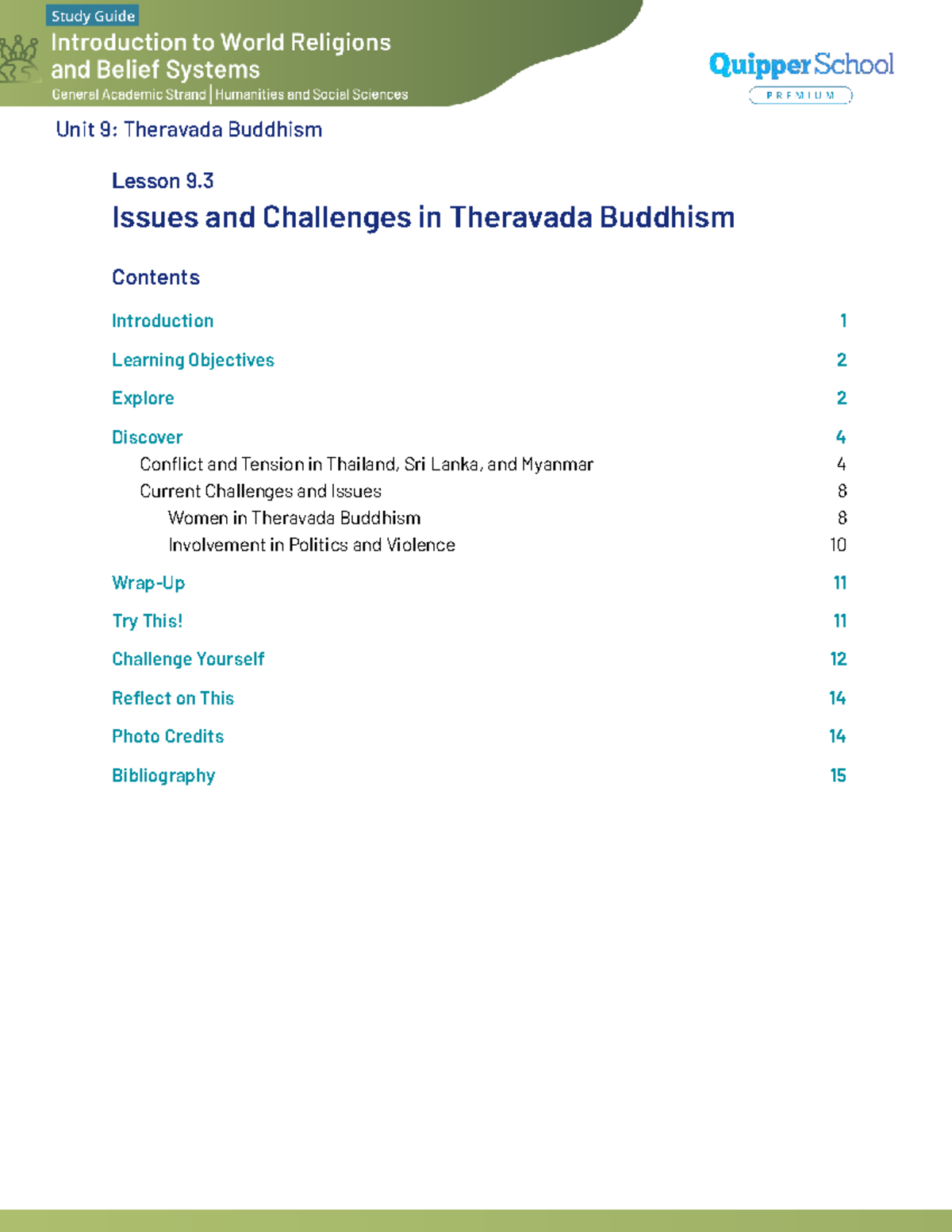Unit 9: Theravada Buddhism Lesson 9.3 - Challenges and Issues - Studocu