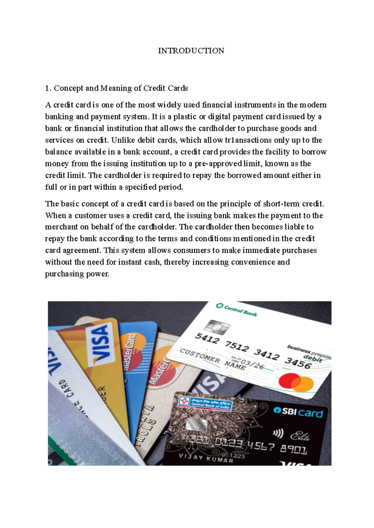Introduction to Credit Cards: Concepts, History, and Impact - Studocu
