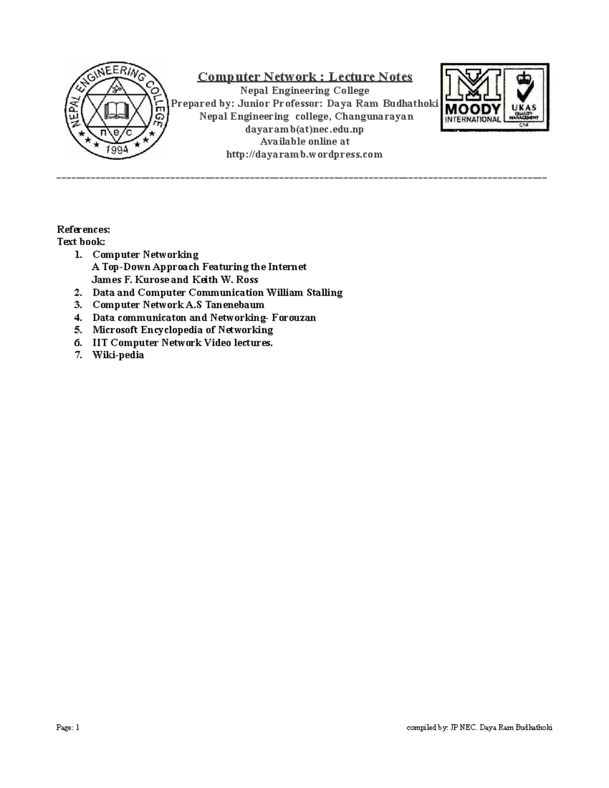 Computer Networking Lecture Notes PU-1: Comprehensive Overview - Studocu