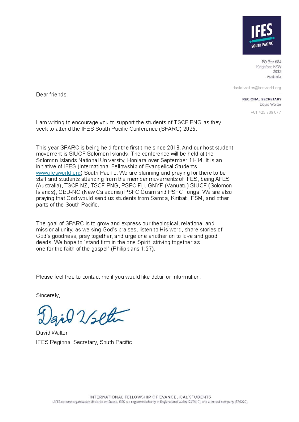 SPARC 2025 Support Letter for TSCF PNG Students - Studocu