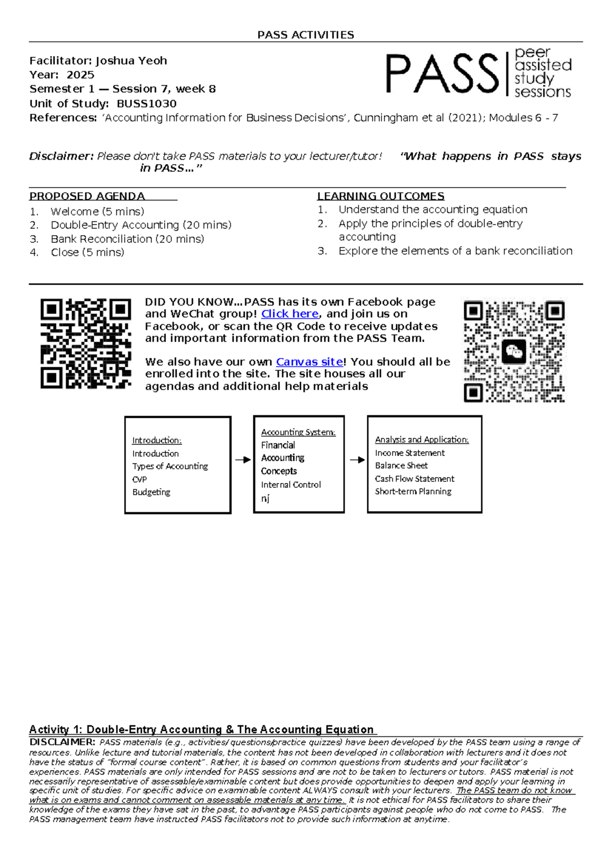 BUSS1030 PASS Session 7, Week 8: Bank Reconciliation Activities - Studocu