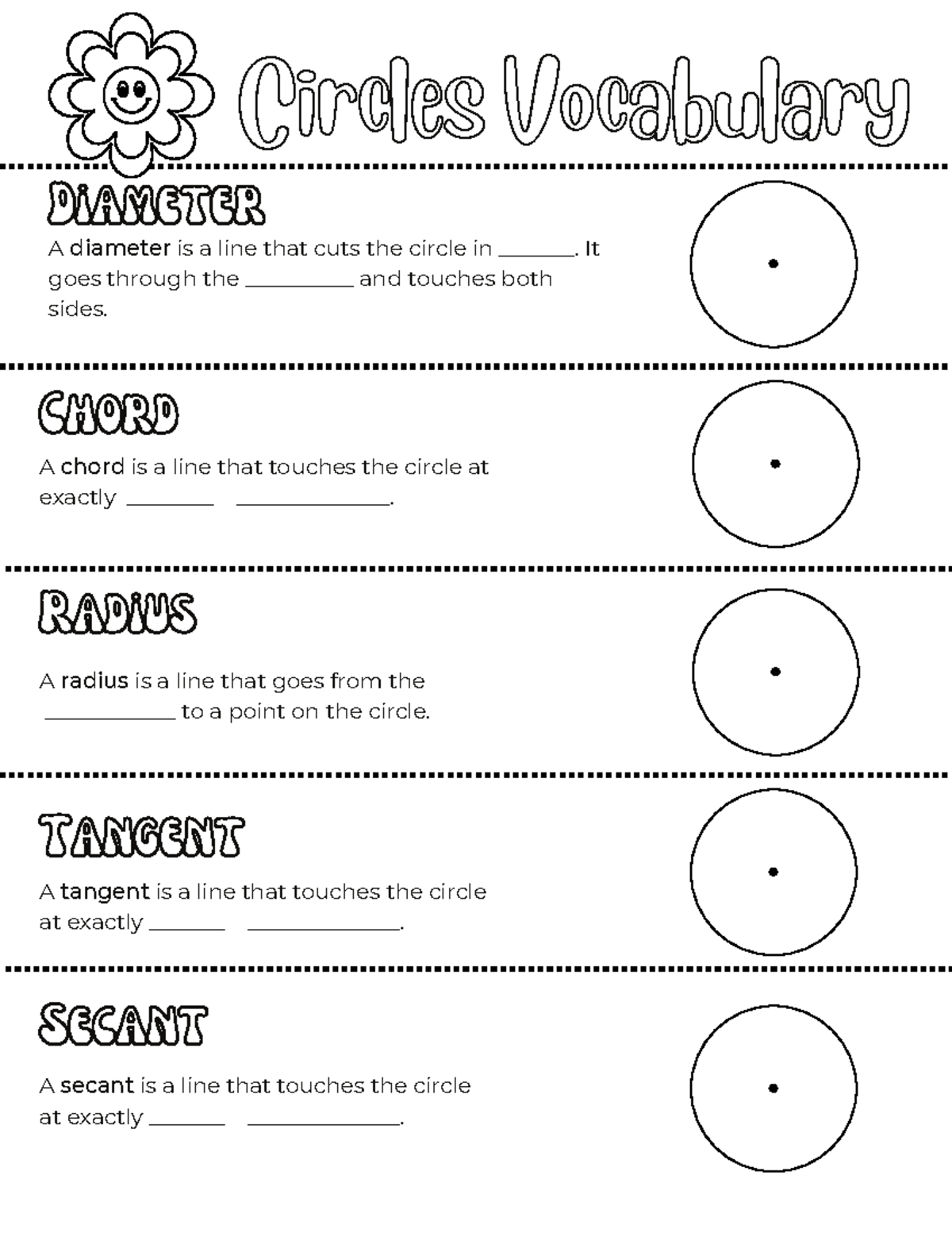 Circles Vocabulary Doodle Notesfor High School-1 - Circles Vocabulary ...