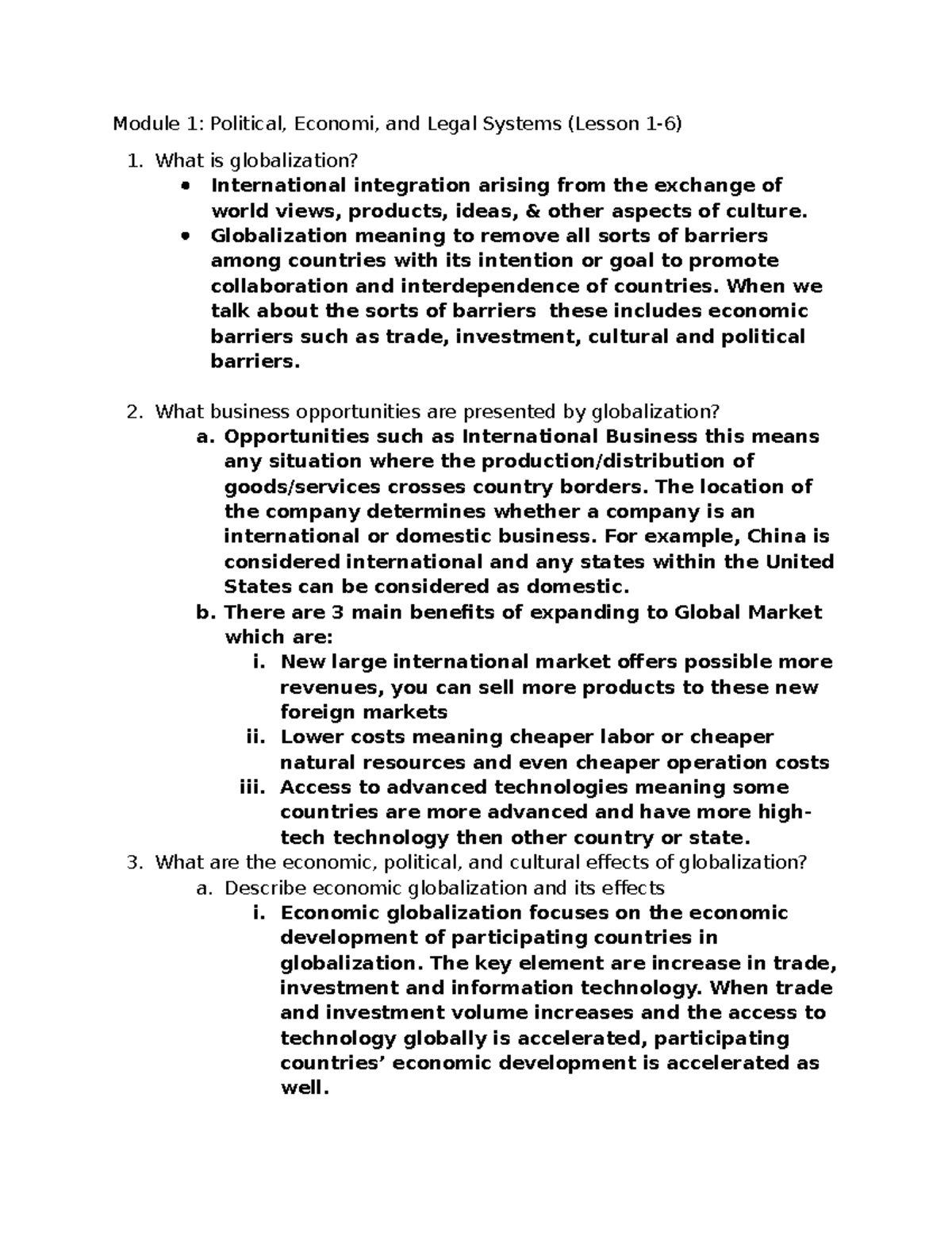 D080 Study Guide: Political, Economic, and Legal Systems in ...