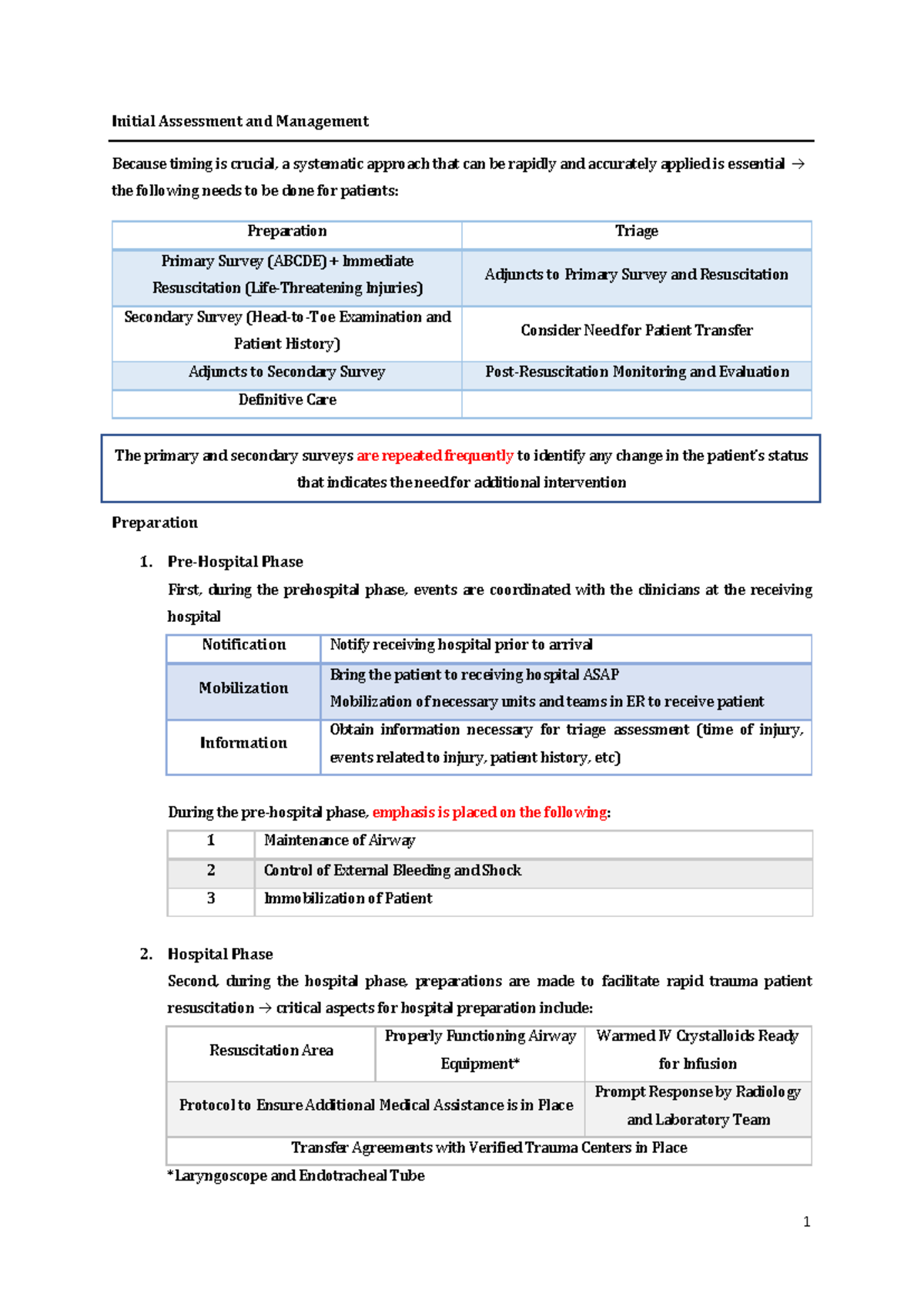 "Assessment and Management in Trauma: Primary & Secondary Surveys (EMT ...