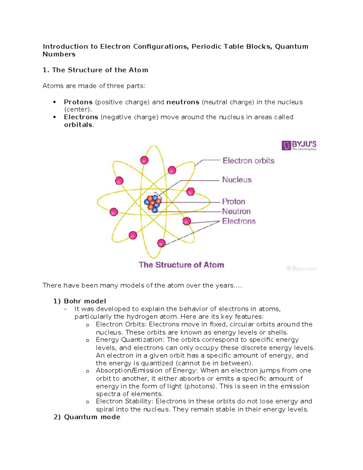 Introduction to Electron Configurations and Quantum Numbers (CHEM 101 ...