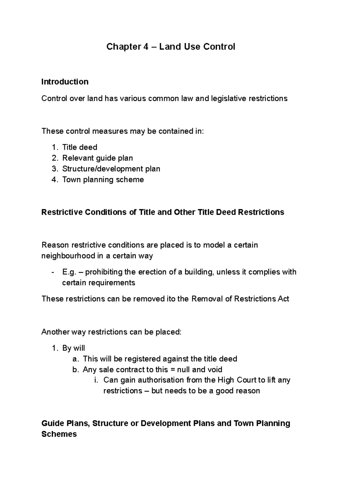 Chapter 4 - Land Use Control - Detailed Study Notes - Studocu
