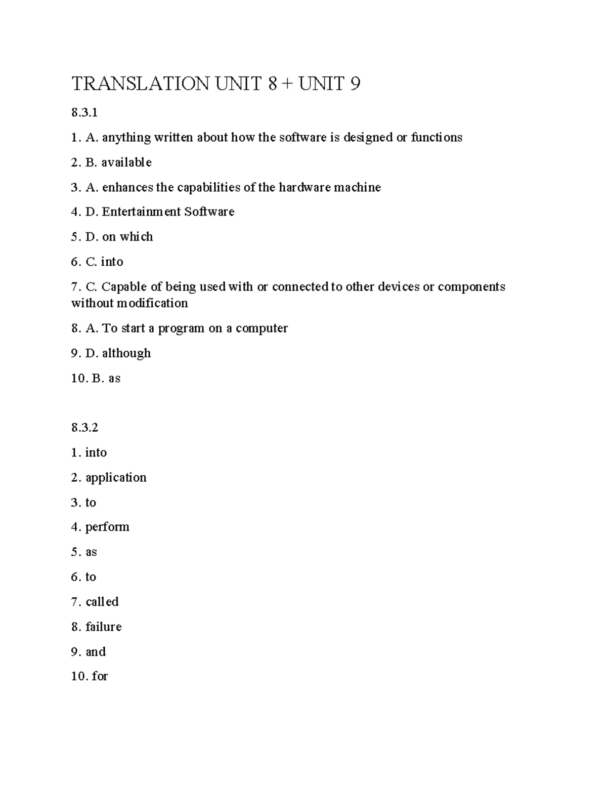 21A100100059 Nguyen Tien Dung TACN 4 6 - TRANSLATION UNIT 8 + UNIT 9 8. A. anything written ...