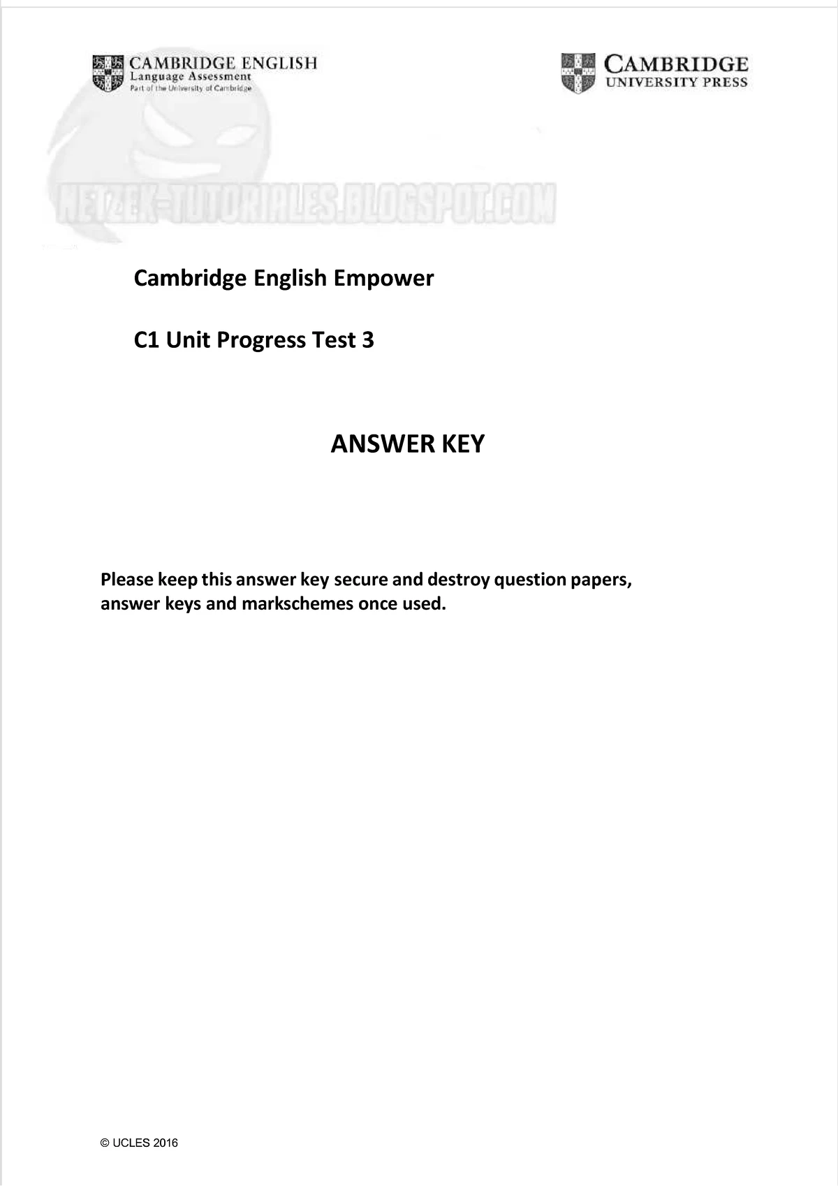 Cambridge English Empower C1 Unit Progress Test 4 Answer Key - Studocu