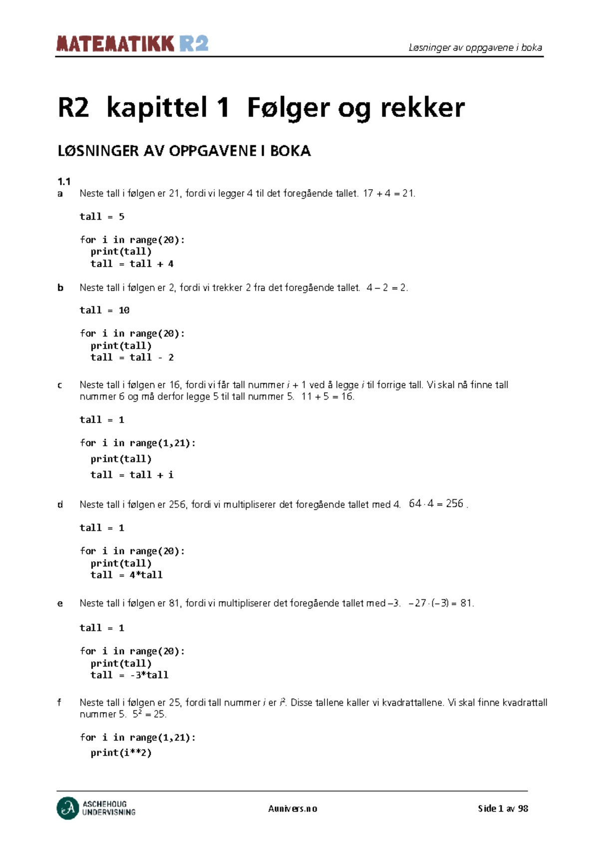 REA3058 Matematikk R2 Eksamen 14.05.2025 Oppgaver og Løsninger - Studocu