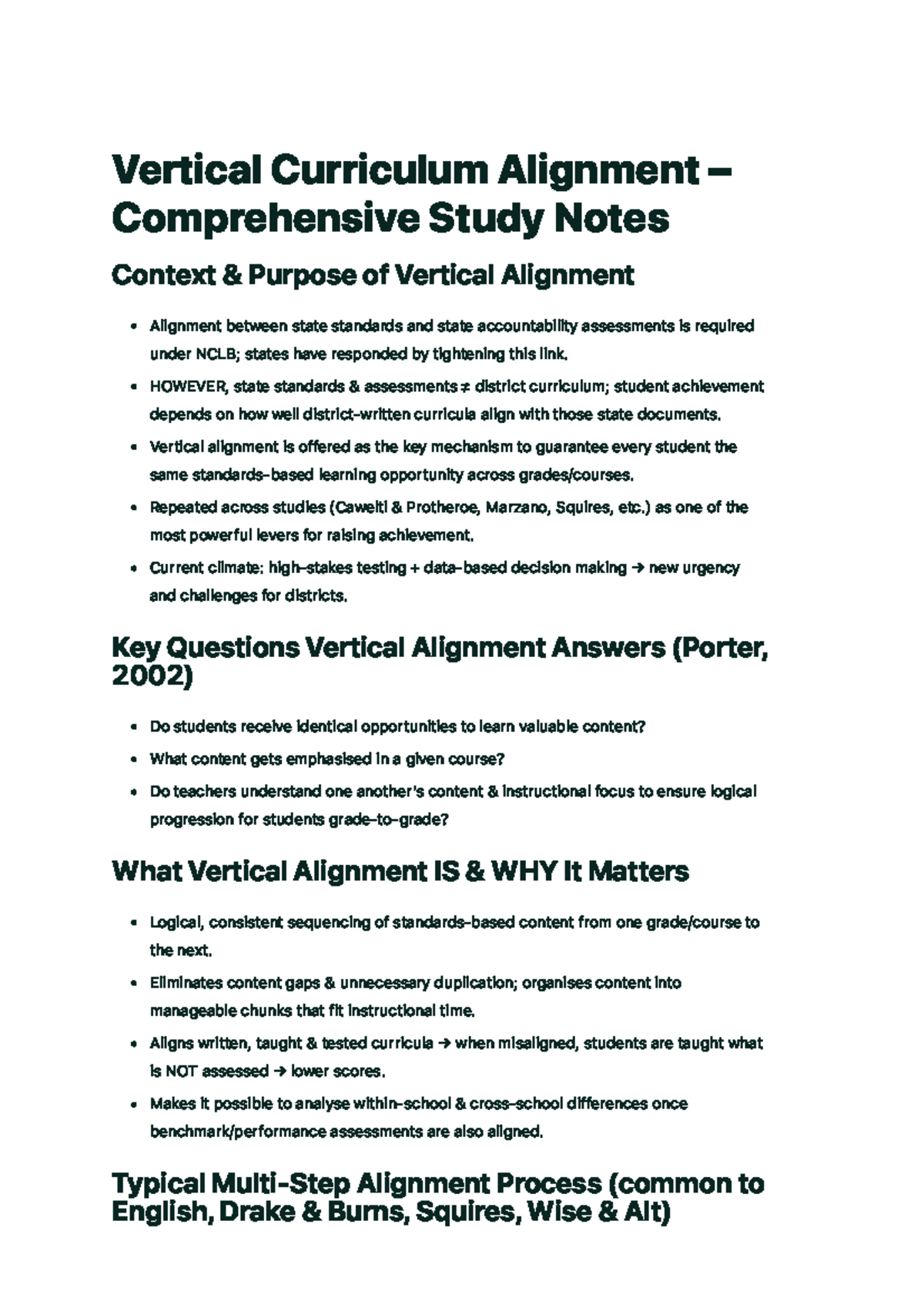 Vertical Curriculum Alignment: Comprehensive Study Notes for Effective ...