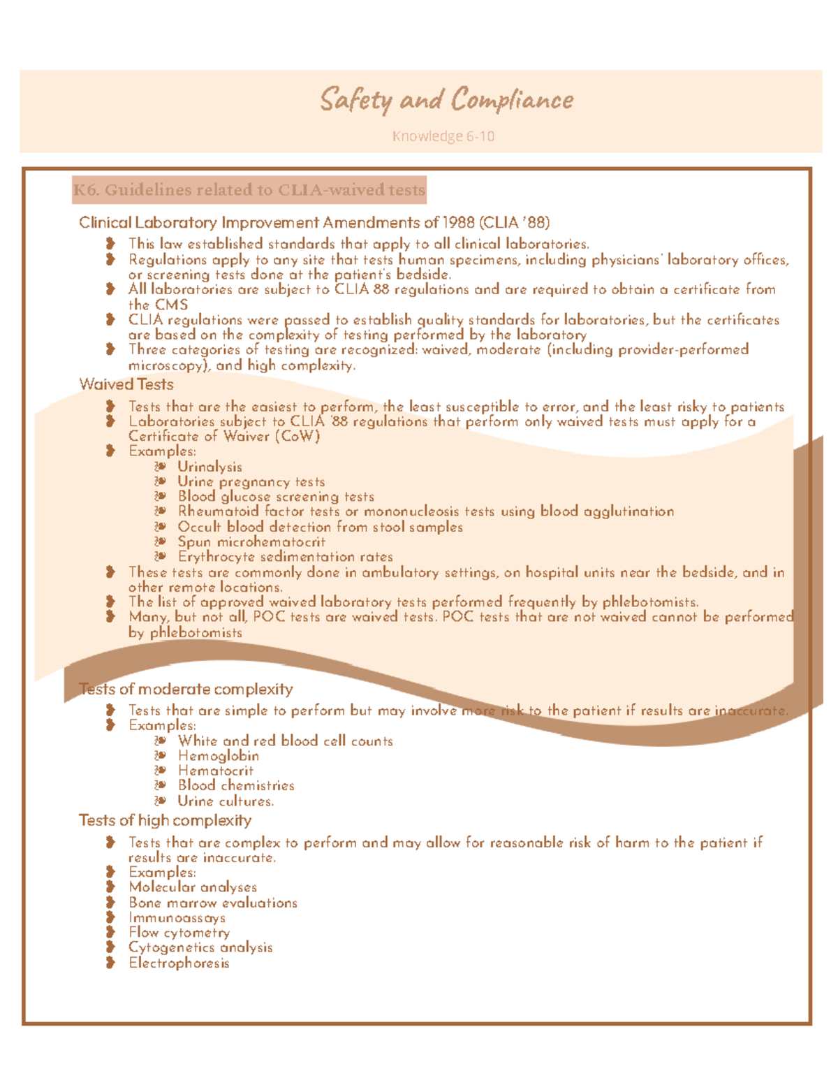 Safety and Compliance Guidelines for CLIA & BBP Standards K6-K10 - Studocu