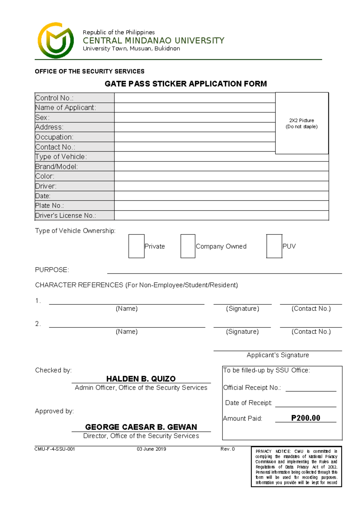 Gate-Pass-Sticker-Application-Form - Republic of the Philippines ...