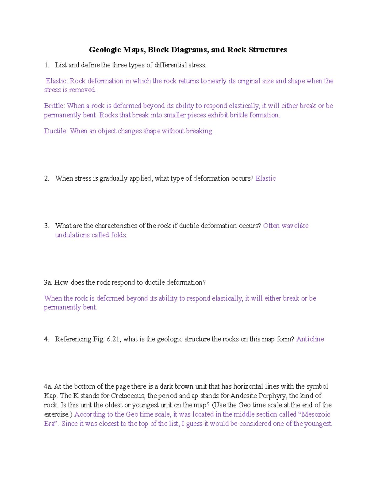 Geology 101: Maps and Structures Lab Notes on Stress and Deformation ...