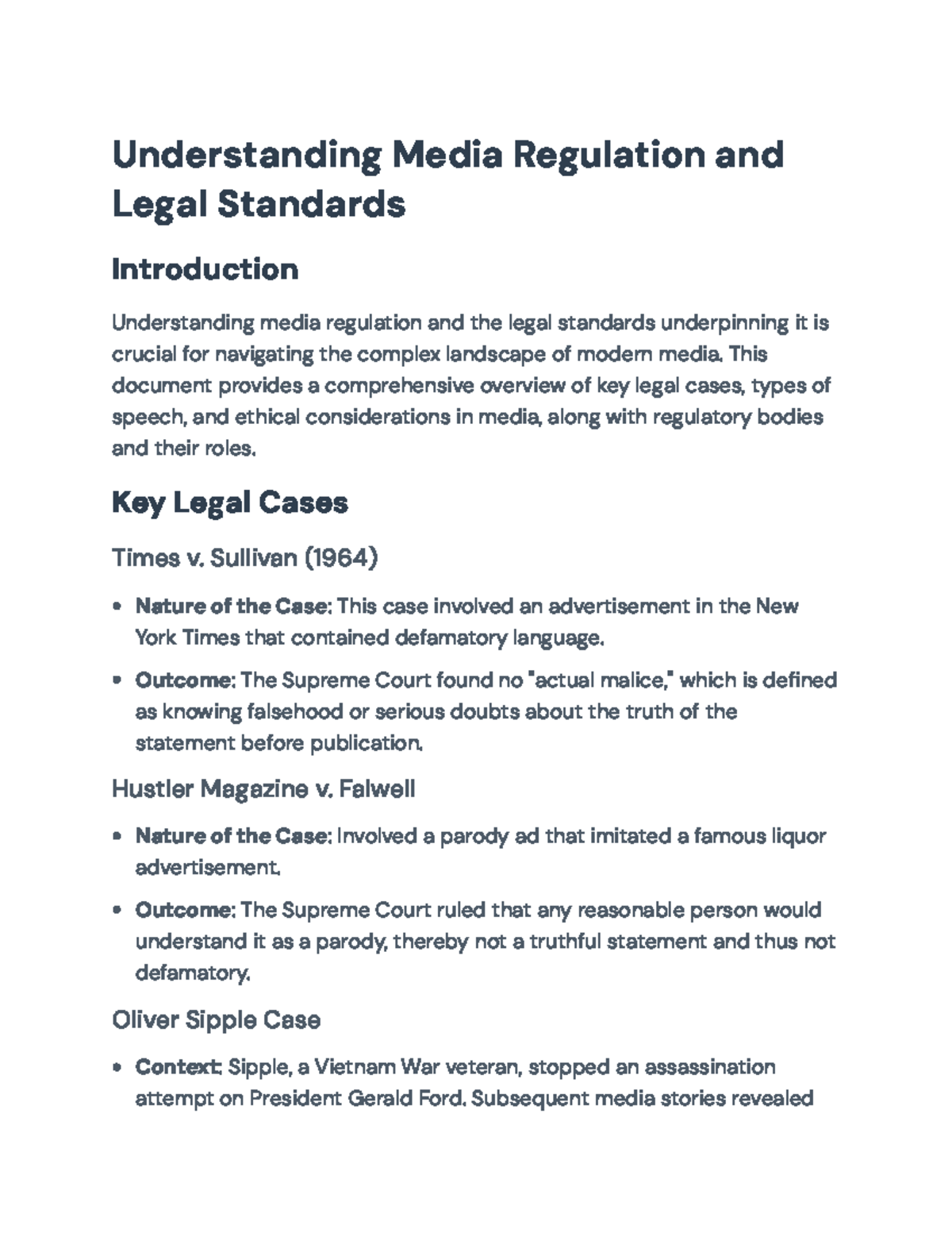 Understanding Media Regulation & Legal Standards: Key Cases & Ethics ...