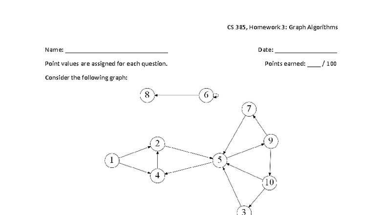 CS 385, Homework 3: Graph Algorithms and Representations - Studocu