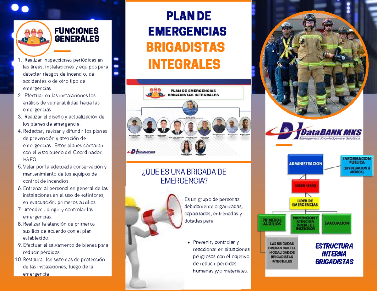 Folleto de Brigadas de Emergencia: Funciones y Procedimientos - Studocu