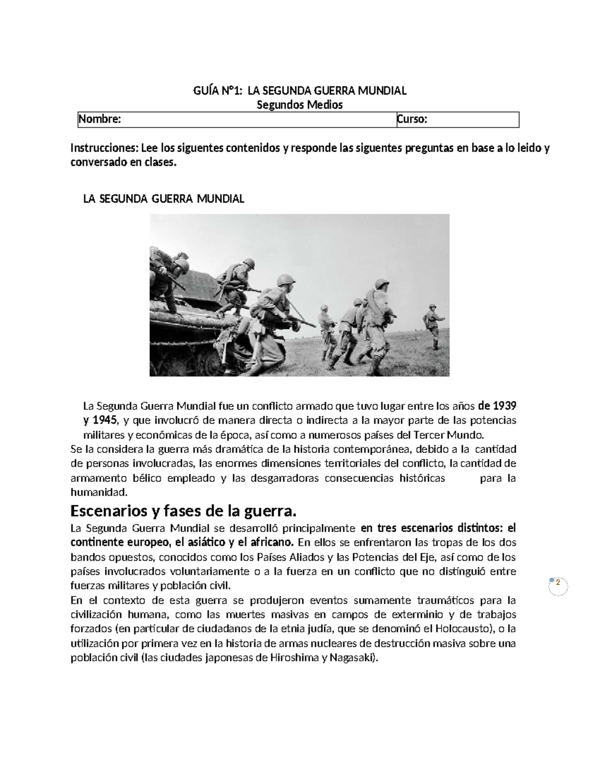 Guía de Estudio: La Segunda Guerra Mundial - Historia 2 Medio - Studocu