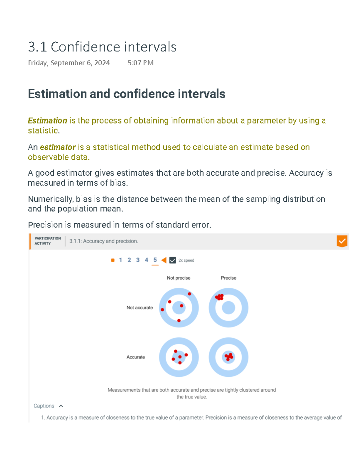 Mat 243 3.1 Confidence intervals notes - Estimation and confidence ...