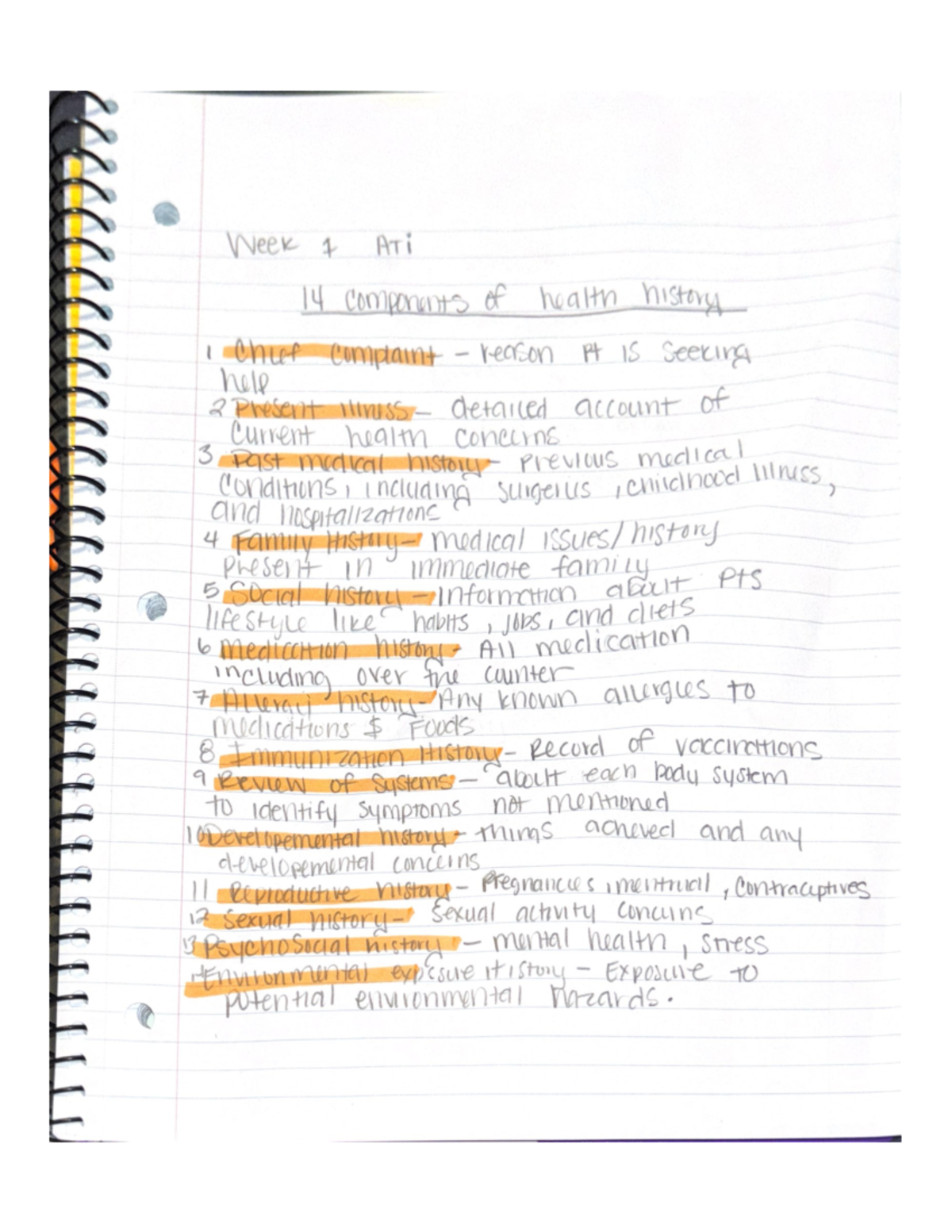 14 - Week 7 ATi Components of Health History Analysis - Studocu
