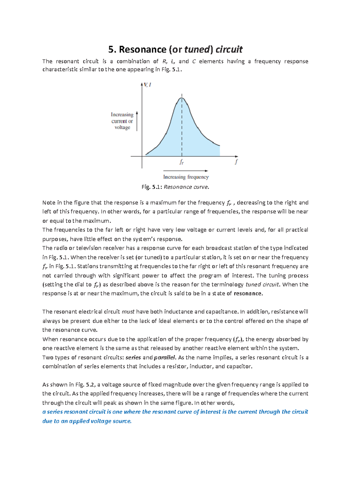 Eng. 2 - Notes on Resonance Circuits in Electrical Engineering - Studocu