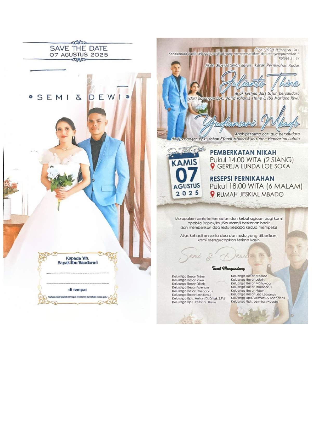 Undangan Pernikahan Julianto & Thine - 07 Agustus 2025 - Studocu