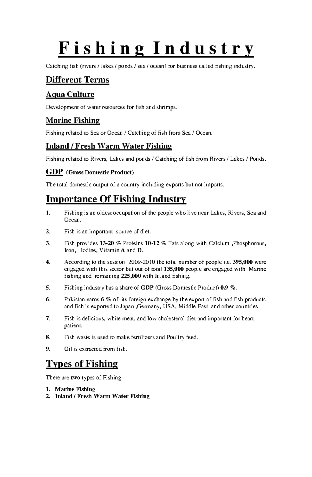 Fishing Industry - Geography Notes (Study Guide for GEOG 101) - Studocu