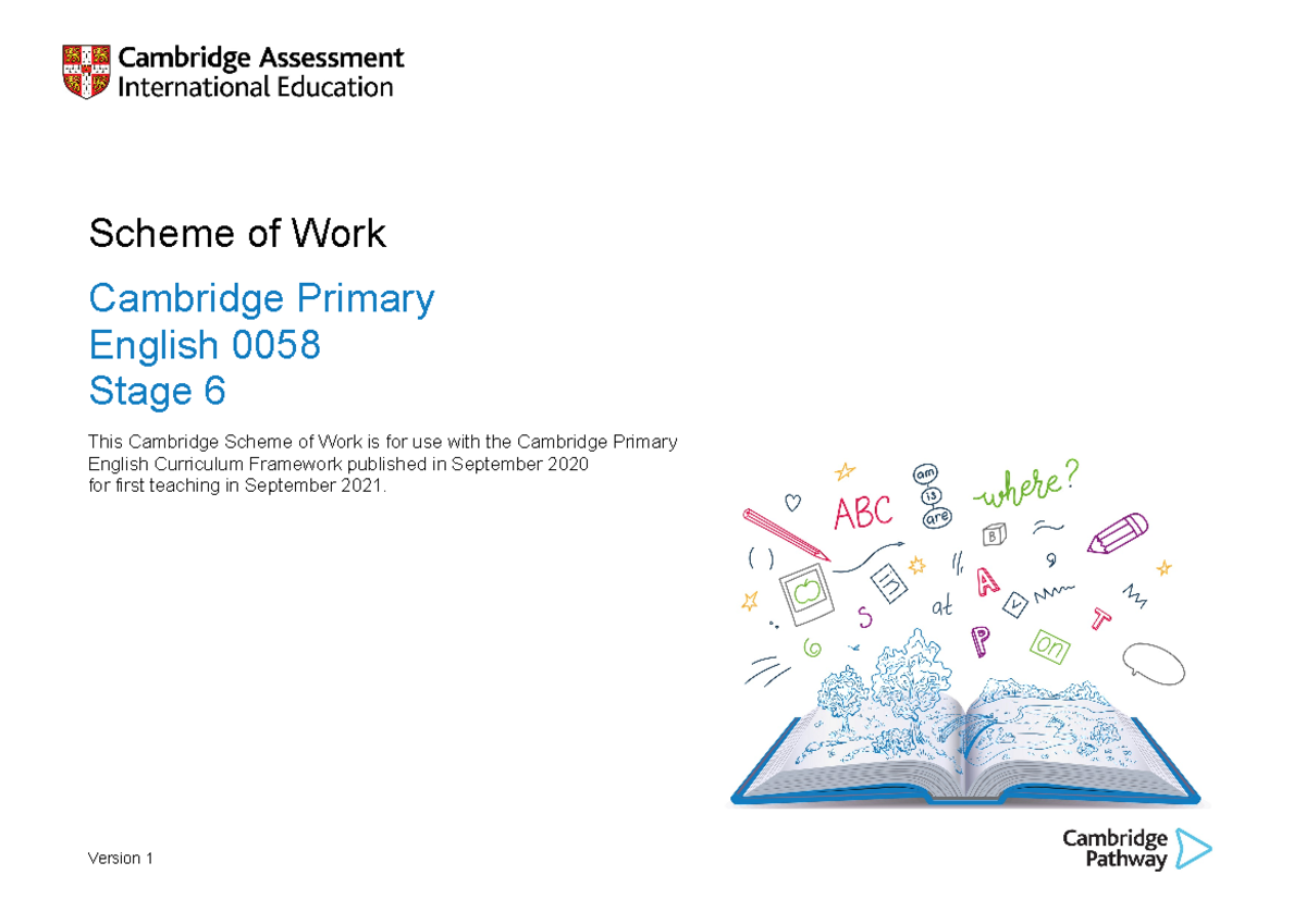 0058 Cambridge Primary English Stage 6 Scheme of Work Overview - Studocu