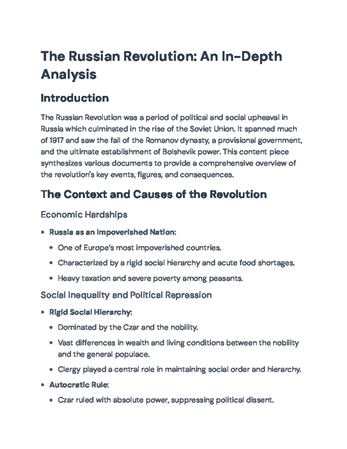 The Russian Revolution: Causes, Key Events, and Consequences - The ...
