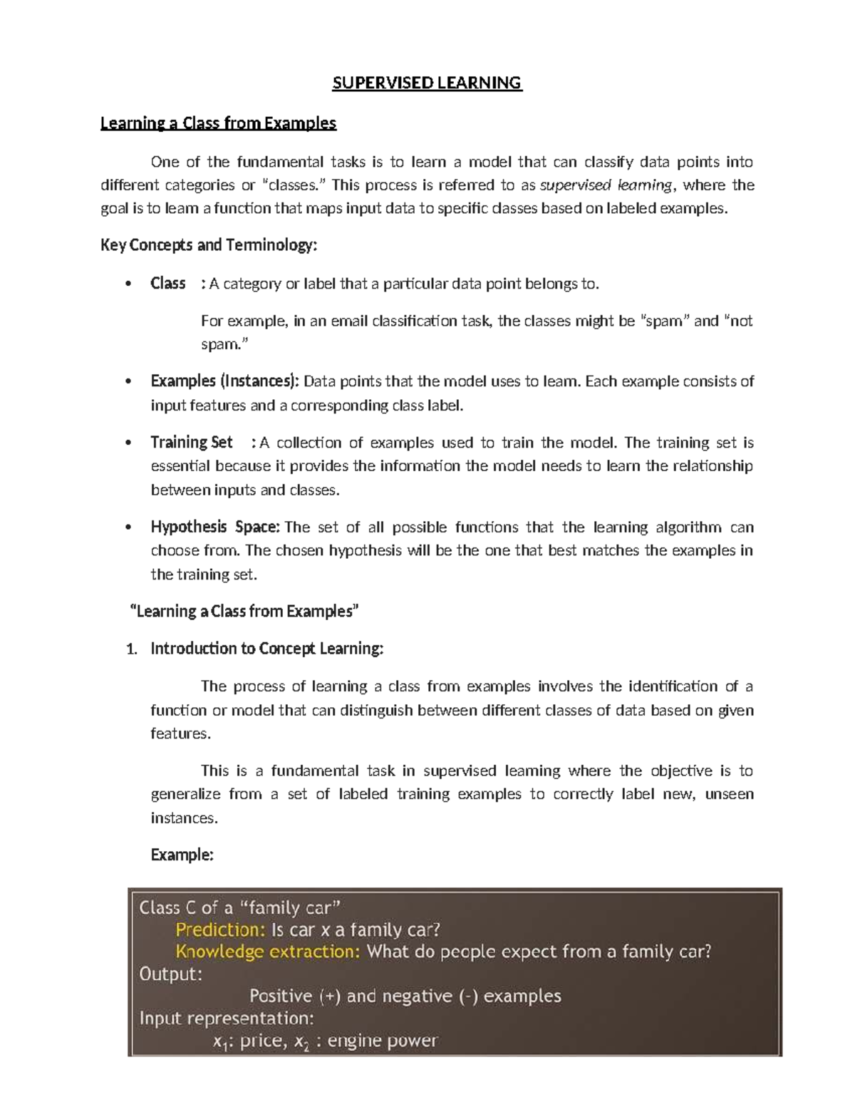 Learning Class from Examples: Supervised Learning Overview - Studocu