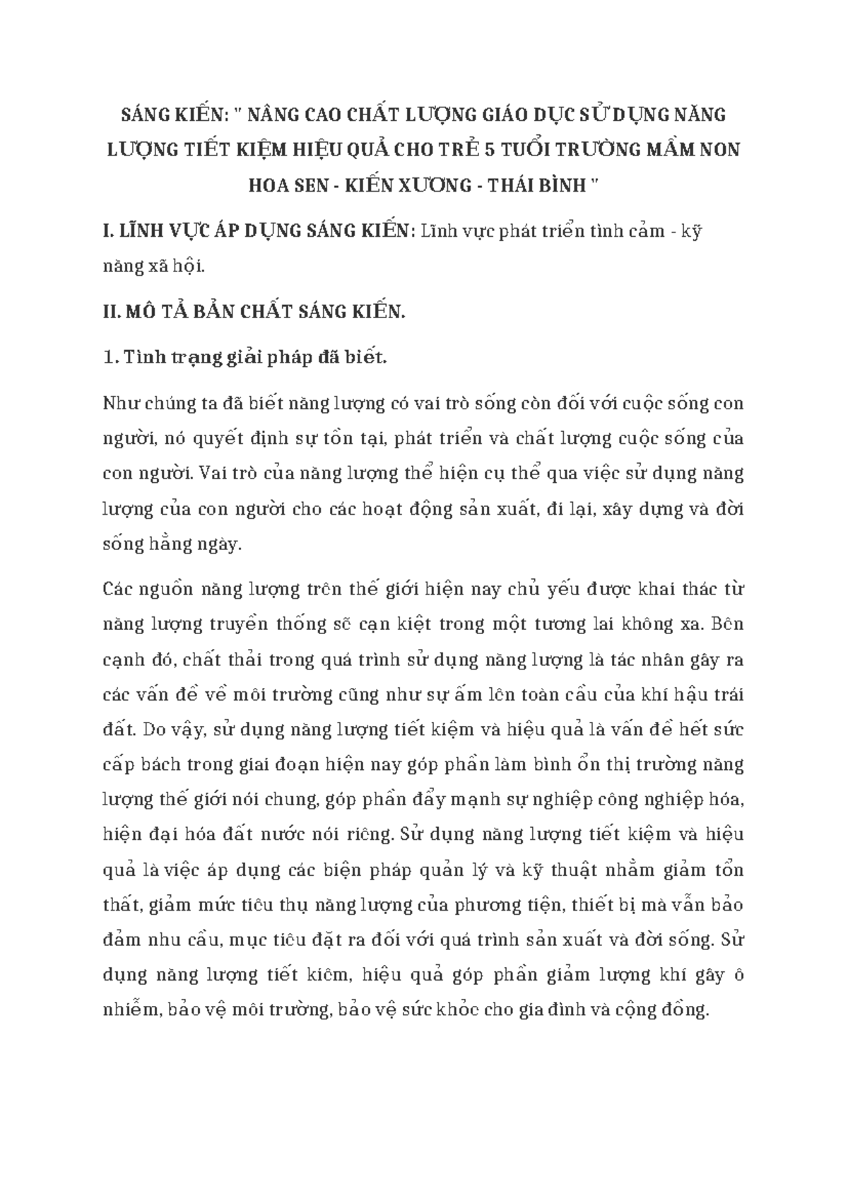 Nâng Cao Chất Lượng GD Sử Dụng Năng Lượng Tiết Kiệm Cho Trẻ 5 Tuổi - MN ...