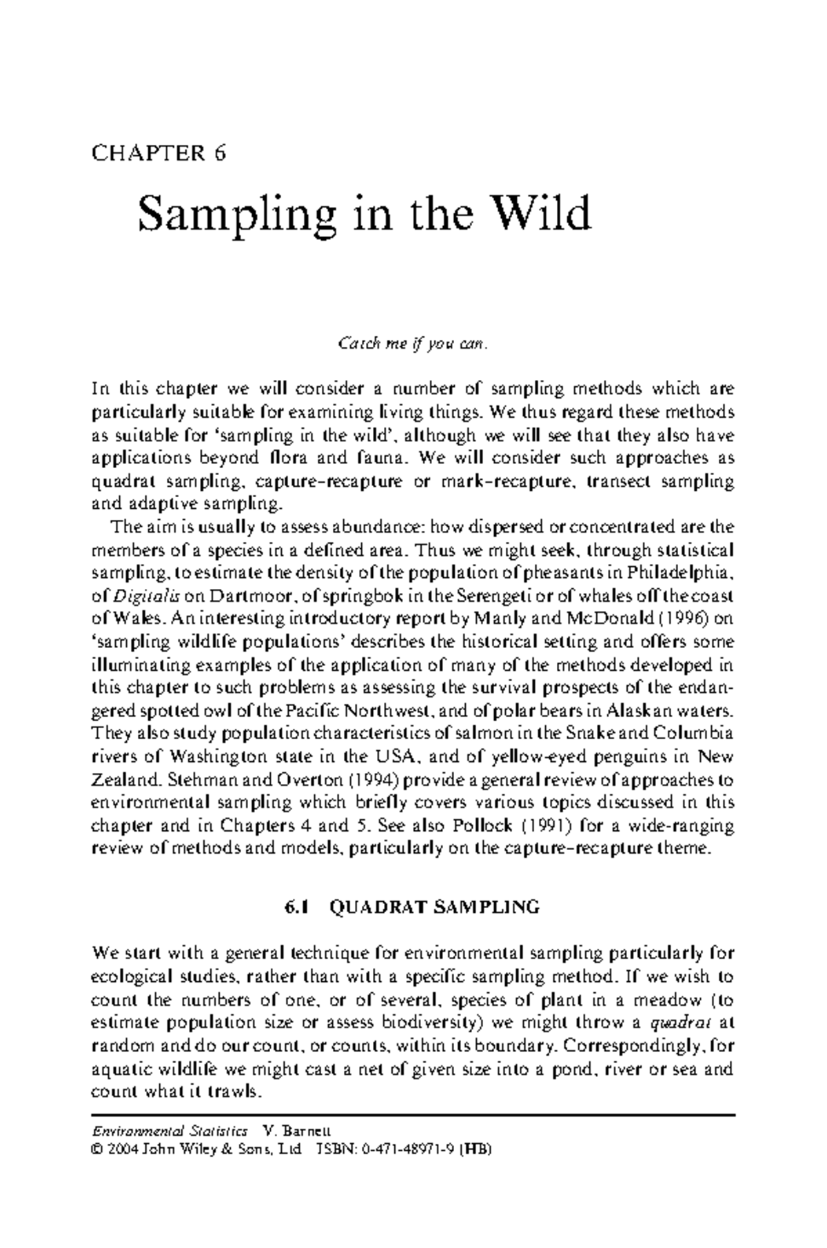 CHAPTER 6: Sampling in the Wild - Methods and Applications - Studocu