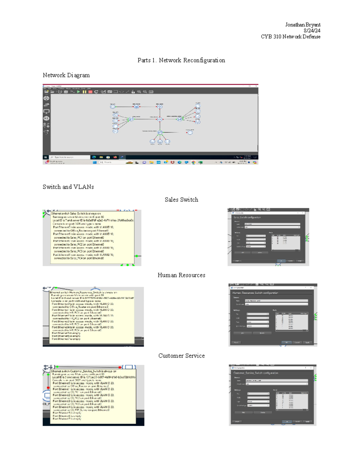CYB 310 Network Defense Project 3: Network Reconfiguration & Traffic ...