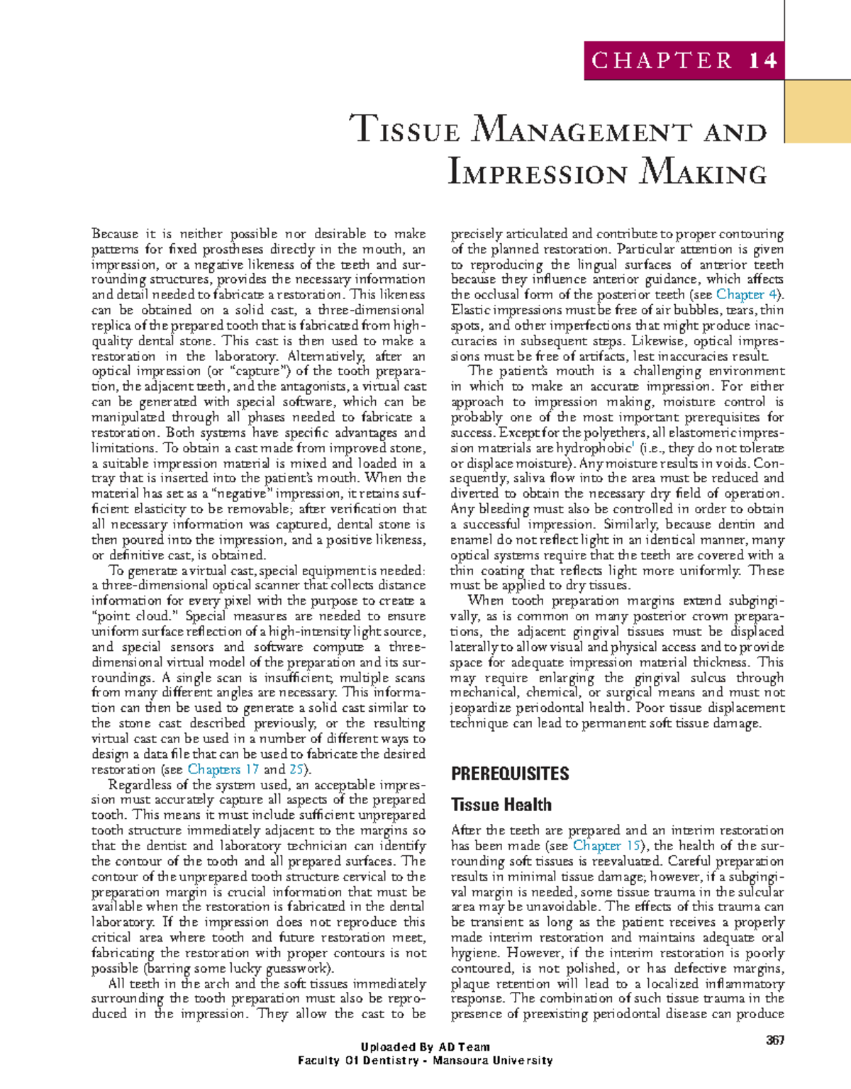 CHAPTER 14: Tissue Management & Impression Making in Fixed ...