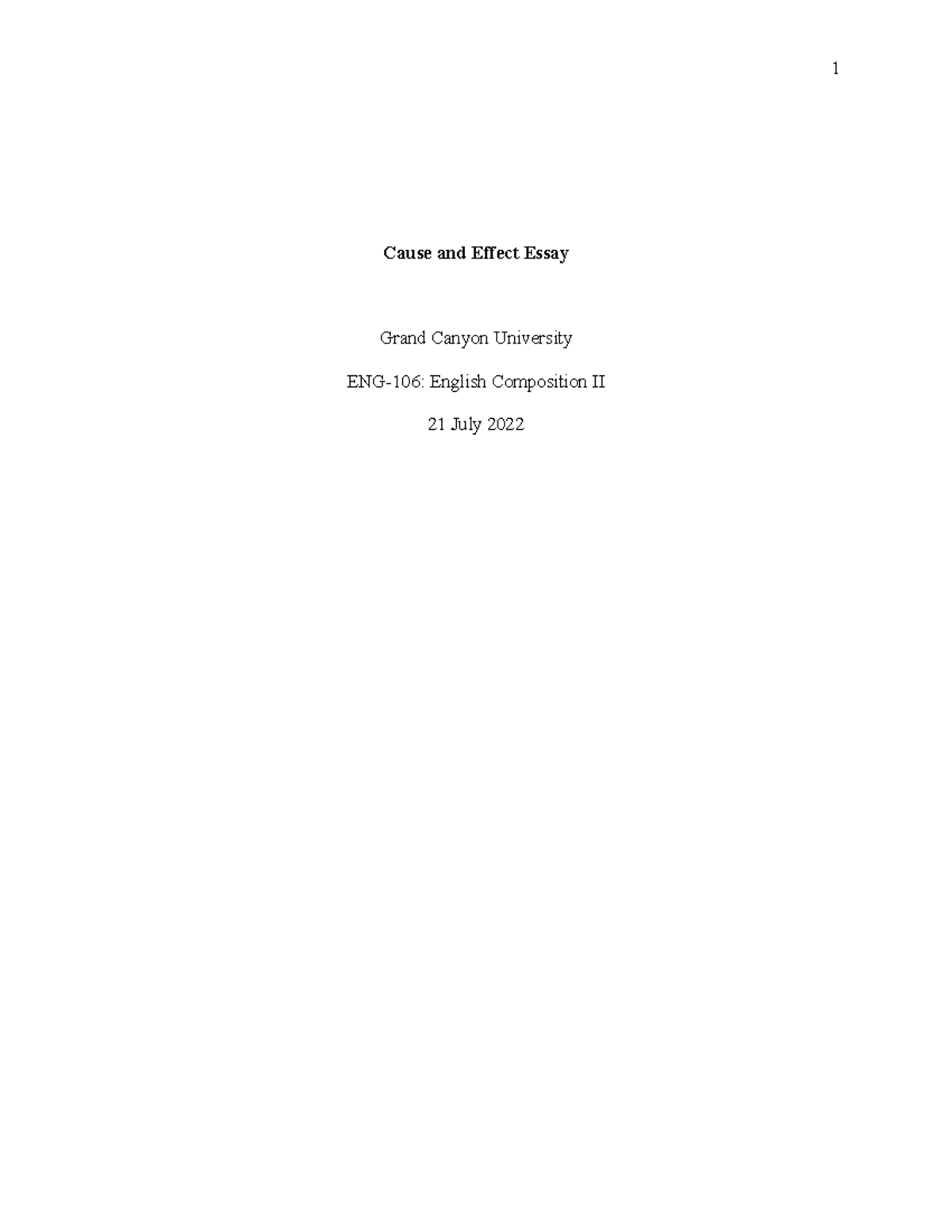Cause Effect Final Draft - Cause and Effect Essay Grand Canyon ...