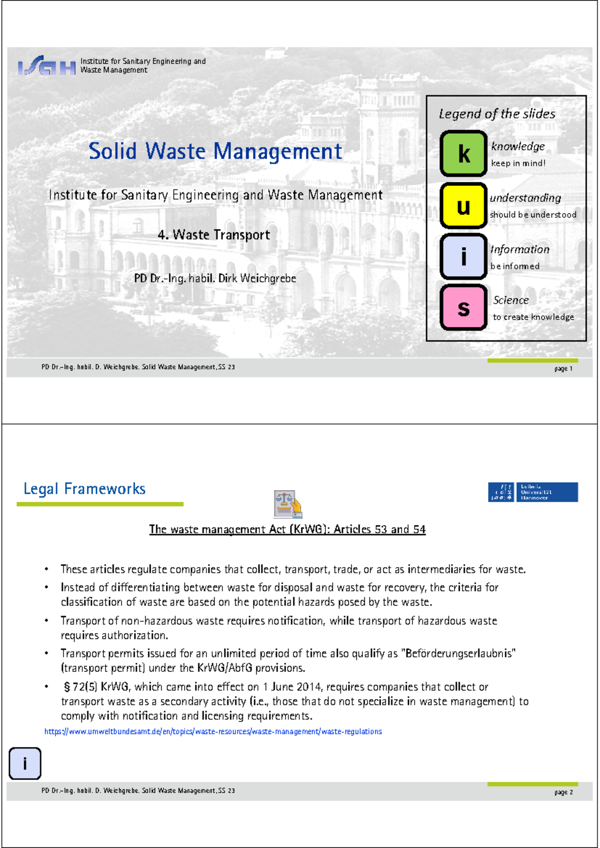 Solid Waste Management Lecture Notes (SS 23) by PD habil. D. Weichgrebe ...