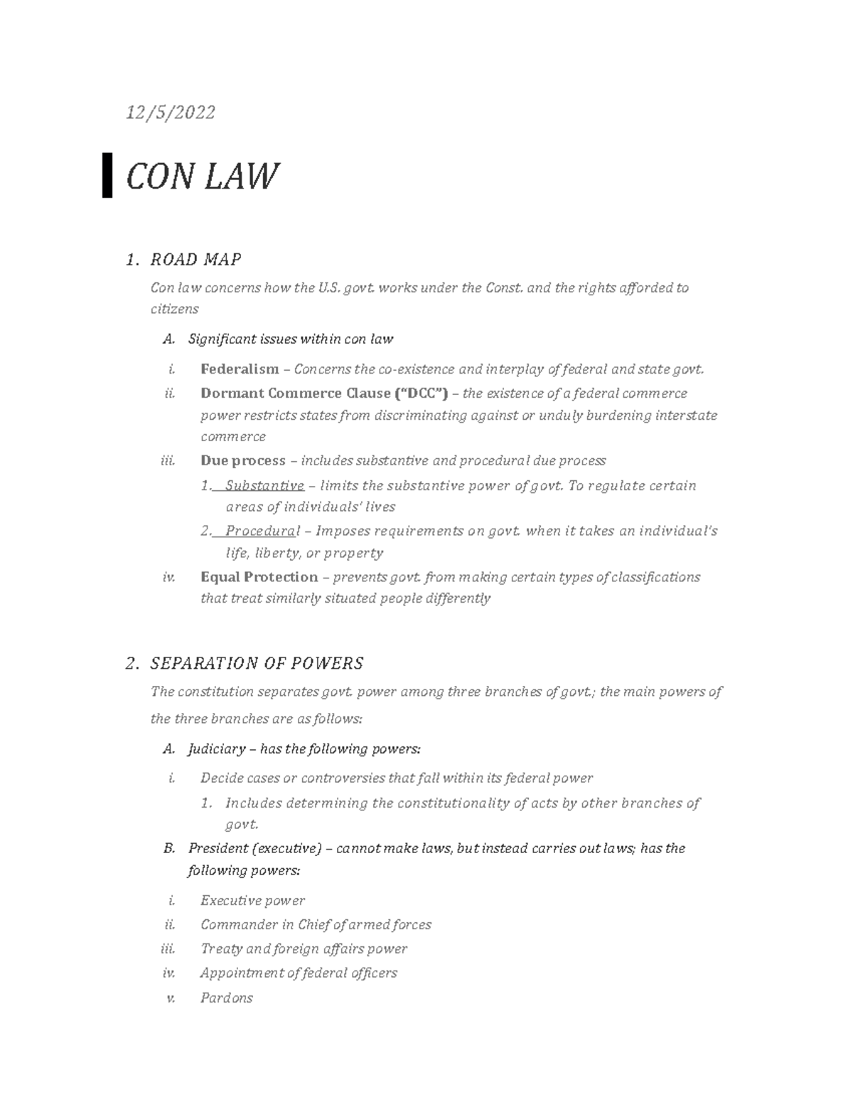 Critical Pass Con Law - Summary of Constitutional Law Principles - Studocu
