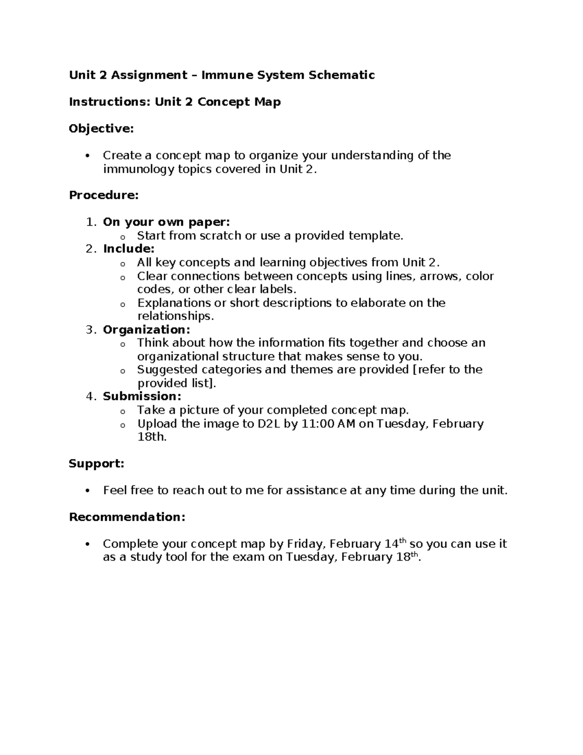 Unit 2 Assignment: Concept Map for Immune System Overview - Studocu