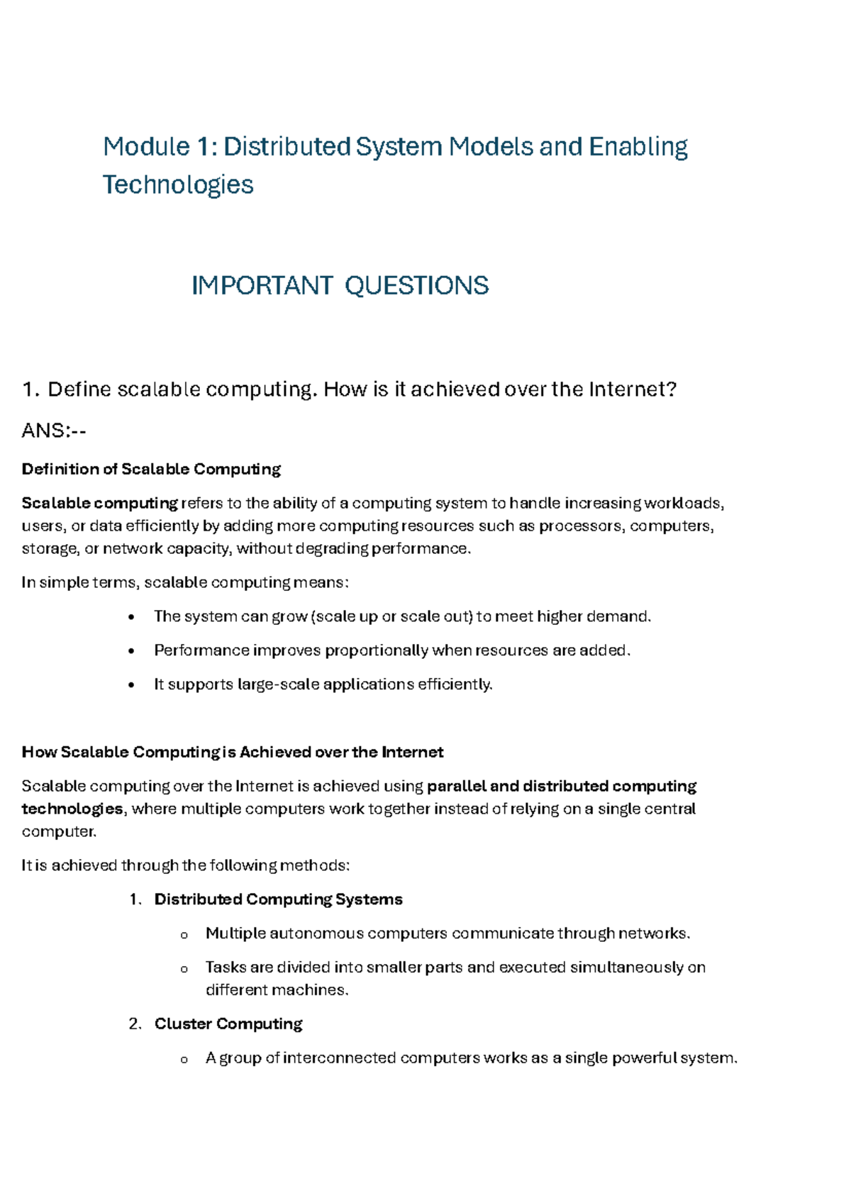 Module 1: Distributed Systems & Cloud Computing - Key Concepts & Q&A ...
