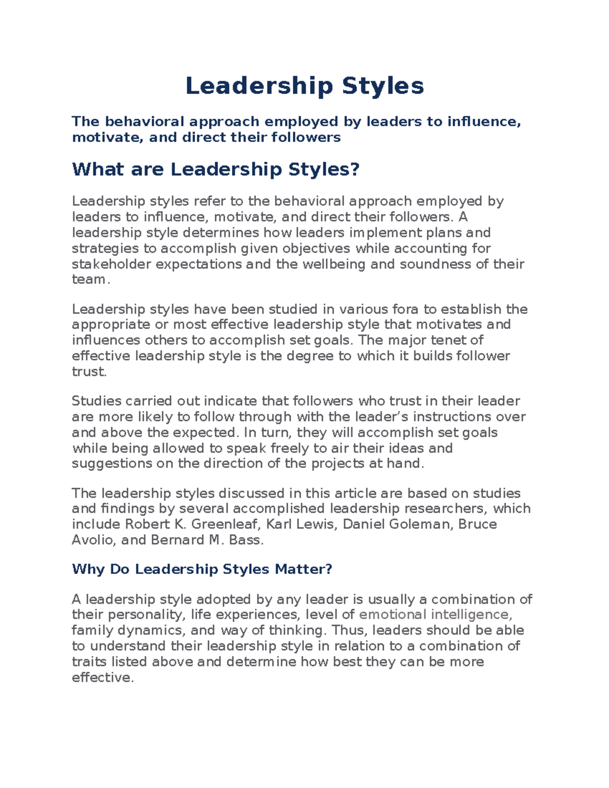 Leadership Styles: Understanding Behavioral Approaches in Leadership ...