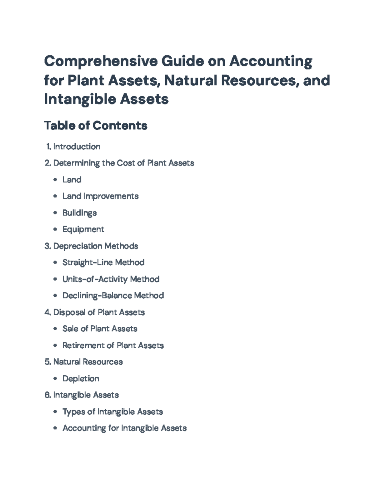 Comprehensive Overview of Accounting for Plant Assets & Intangibles ...