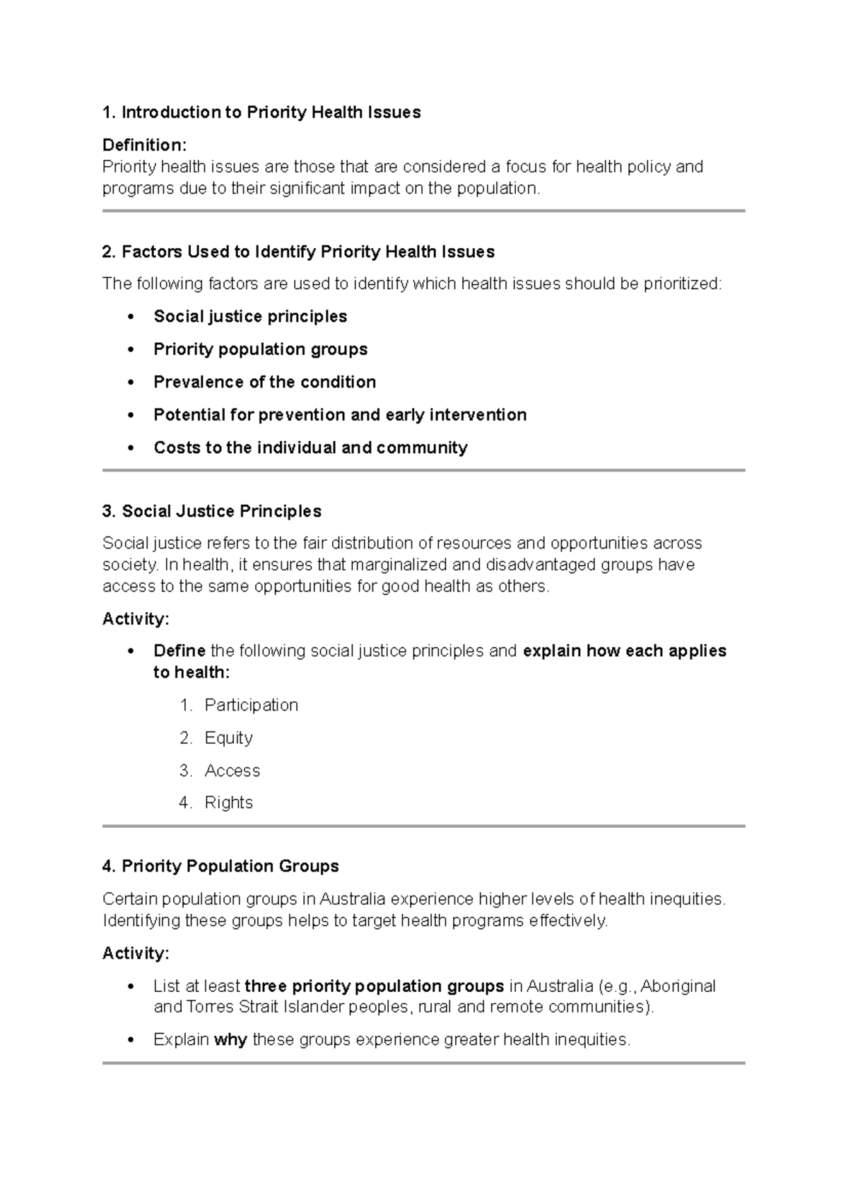 Chantelle Koech - Identifying priority health issues activity - 1 ...